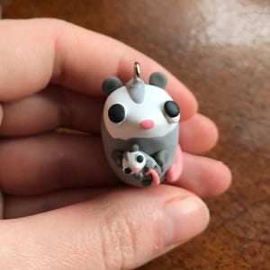 Possum Clay Ornament, Cute Momma and Baby Opossum Animal Gift, Forest ...