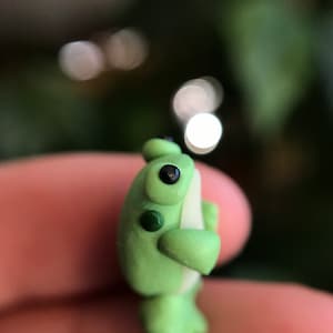Frog Sculpture, Miniature Green Frog, Collectible Clay Figurine, Small ...
