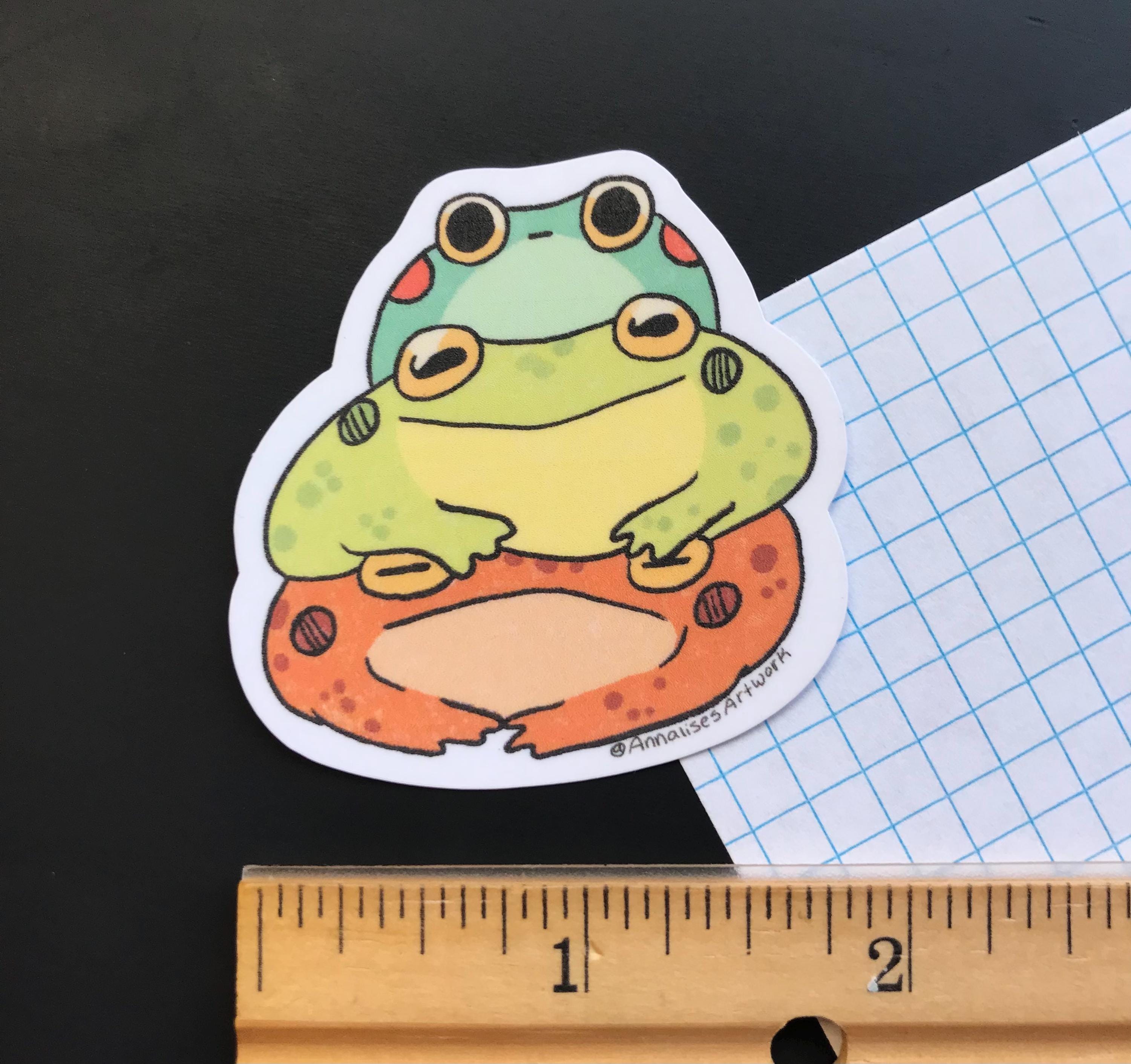 Frog and Toads Stacked Illustrated Sticker, Mini Die Cut Waterproof ...