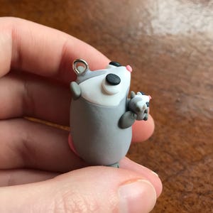 Possum Clay Ornament, Cute Momma and Baby Opossum Animal Gift, Forest ...