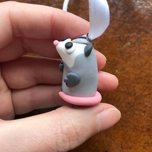 Possum Clay Ornament, Cute Opossum Animal Gift, Forest Critter Hanging ...