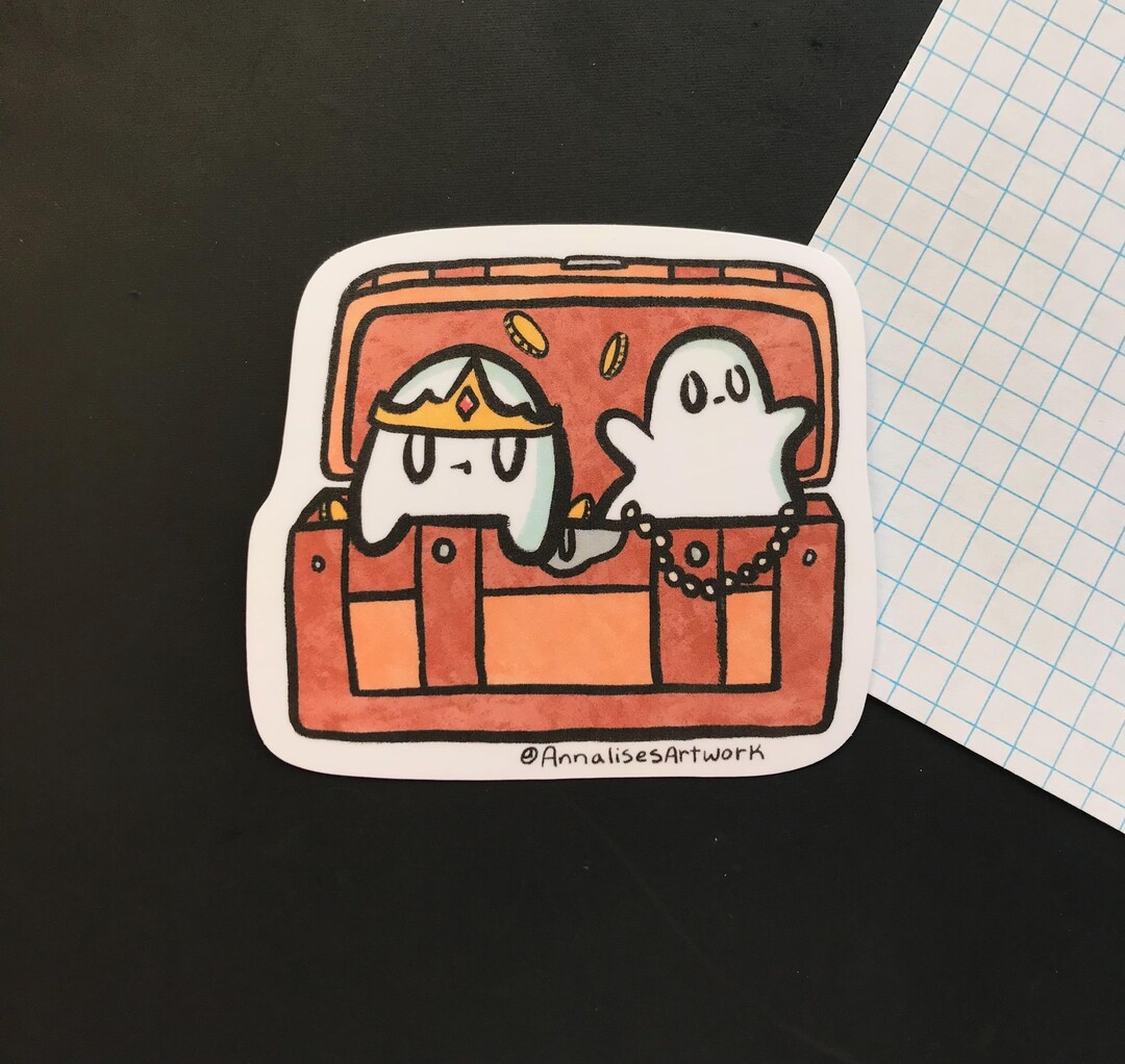 Pirate Ghosts Treasure Chest Sticker, Vinyl Glossy, Cute Ghost ...