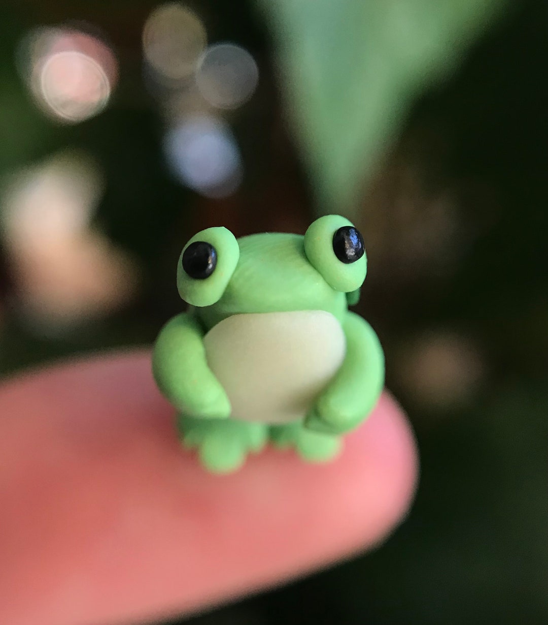 Frog Sculpture Miniature Green Frog Collectible Clay - Etsy