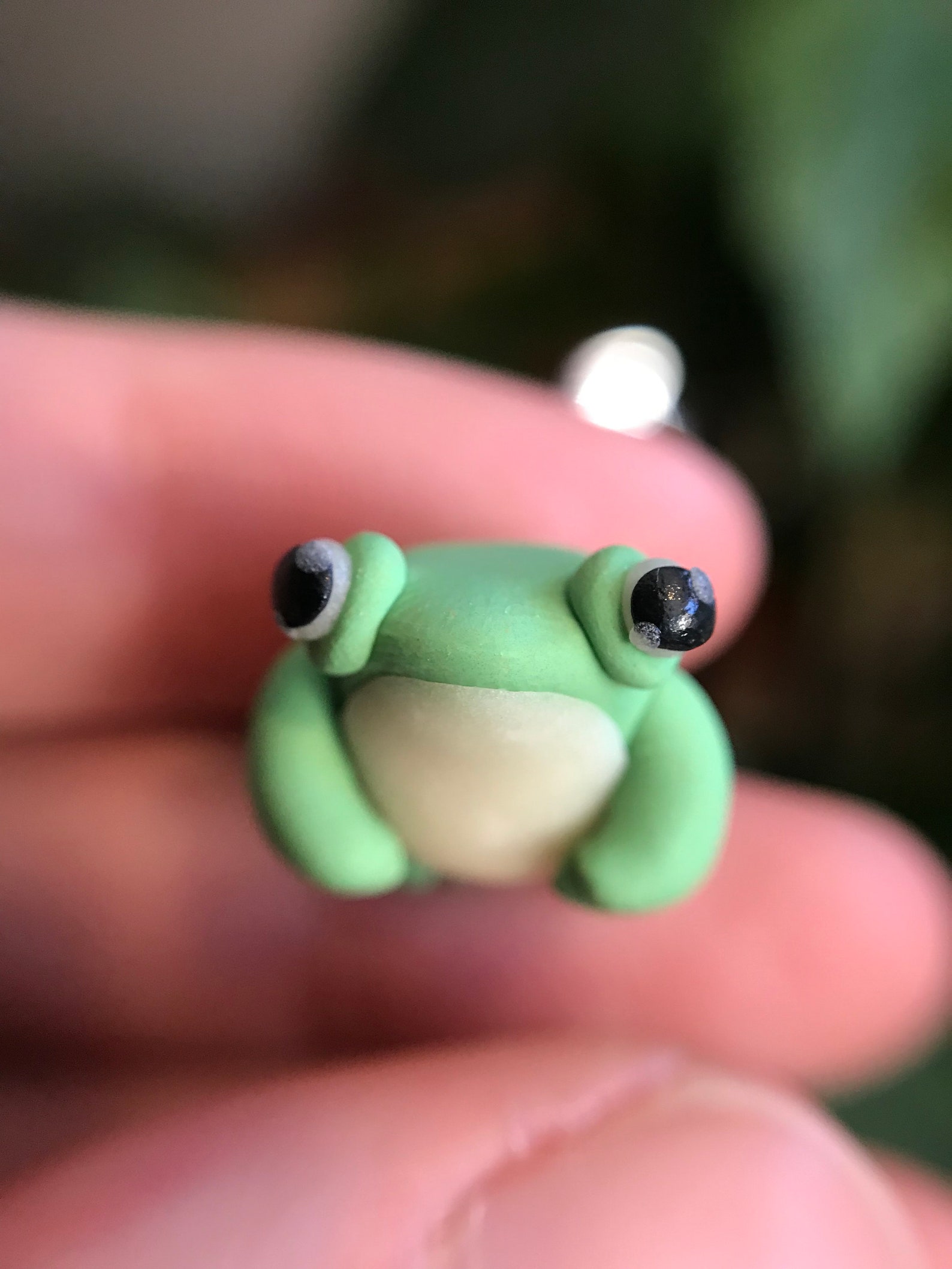 Chubby Frog Sculpture, Miniature Green Frog, Collectible Clay Figurine ...