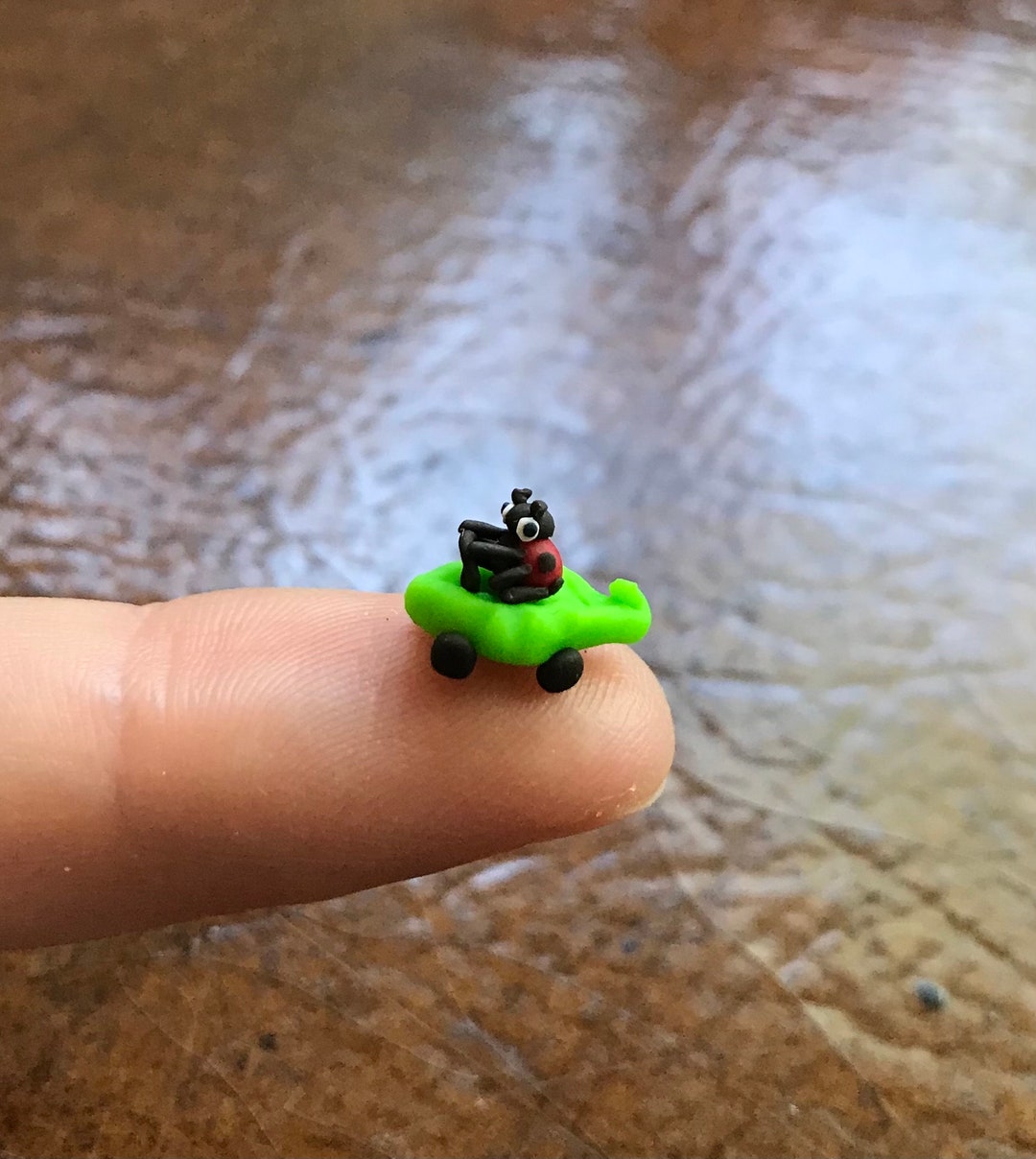 Ladybug in a Leaf Car Miniature Figurine, Fairy Garden Sculpture - Etsy