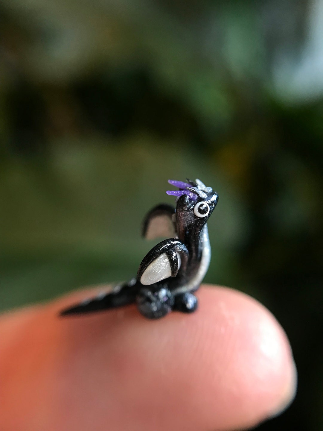 Tiny Shimmering Black Dragon Figurine - Etsy