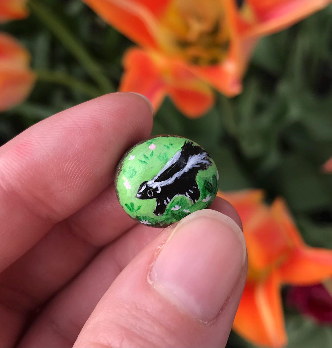 Skunk Painted Pebble, Tiny Stone Keepsake, Woodland Creature ...