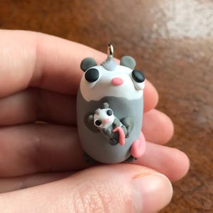 Possum Clay Ornament, Cute Momma and Baby Opossum Animal Gift, Forest ...