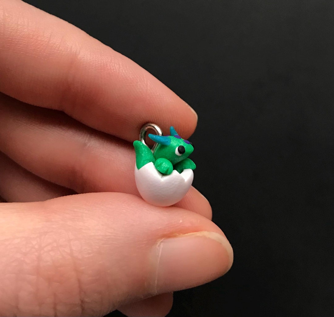 Baby Dragon Charm, Egg Hatchling Book Bag Accessory, Miniature Wearable ...