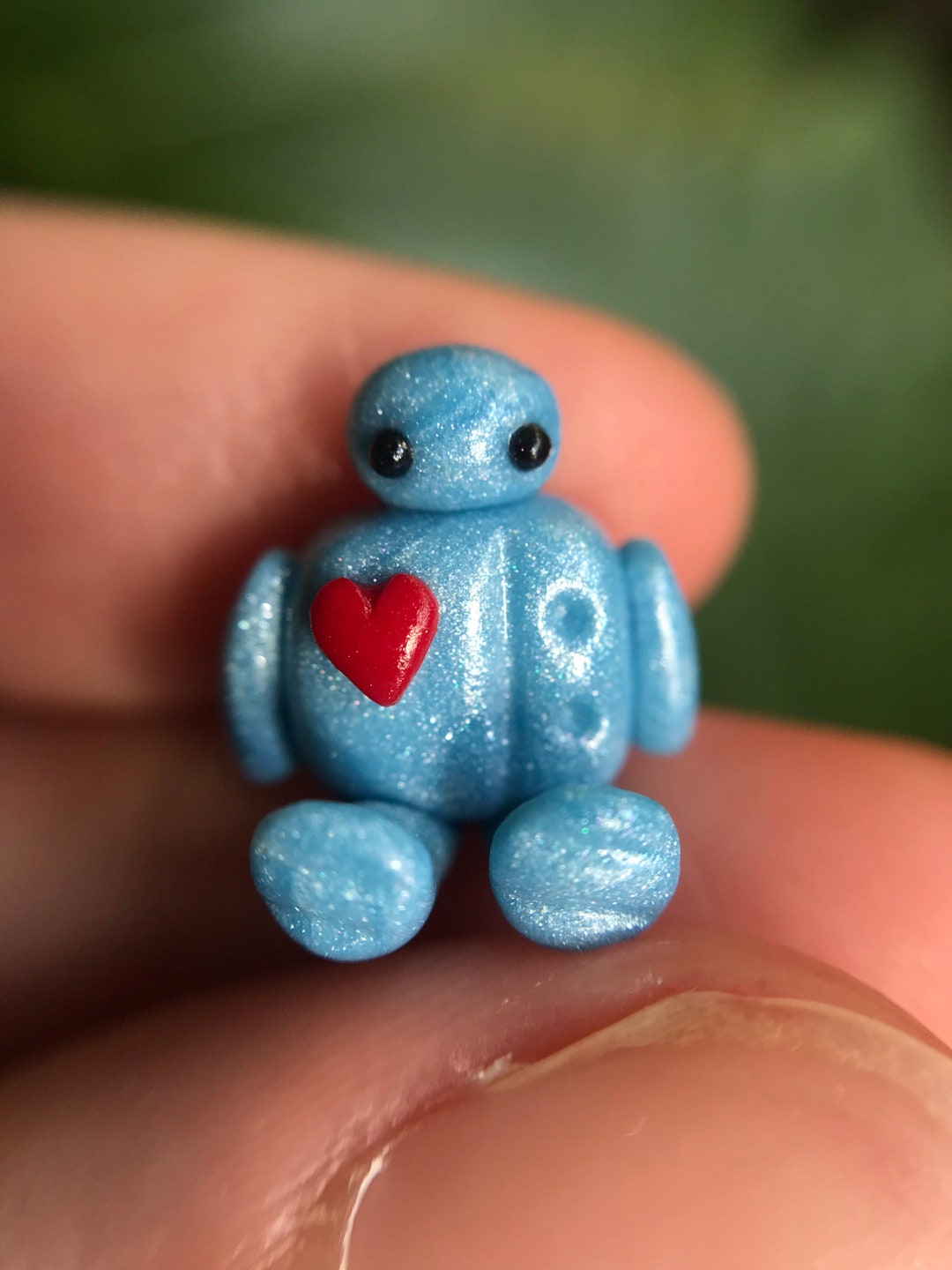 Little Blue Robot Sculpture, Heart Robot Art, Mini Figurine - Etsy