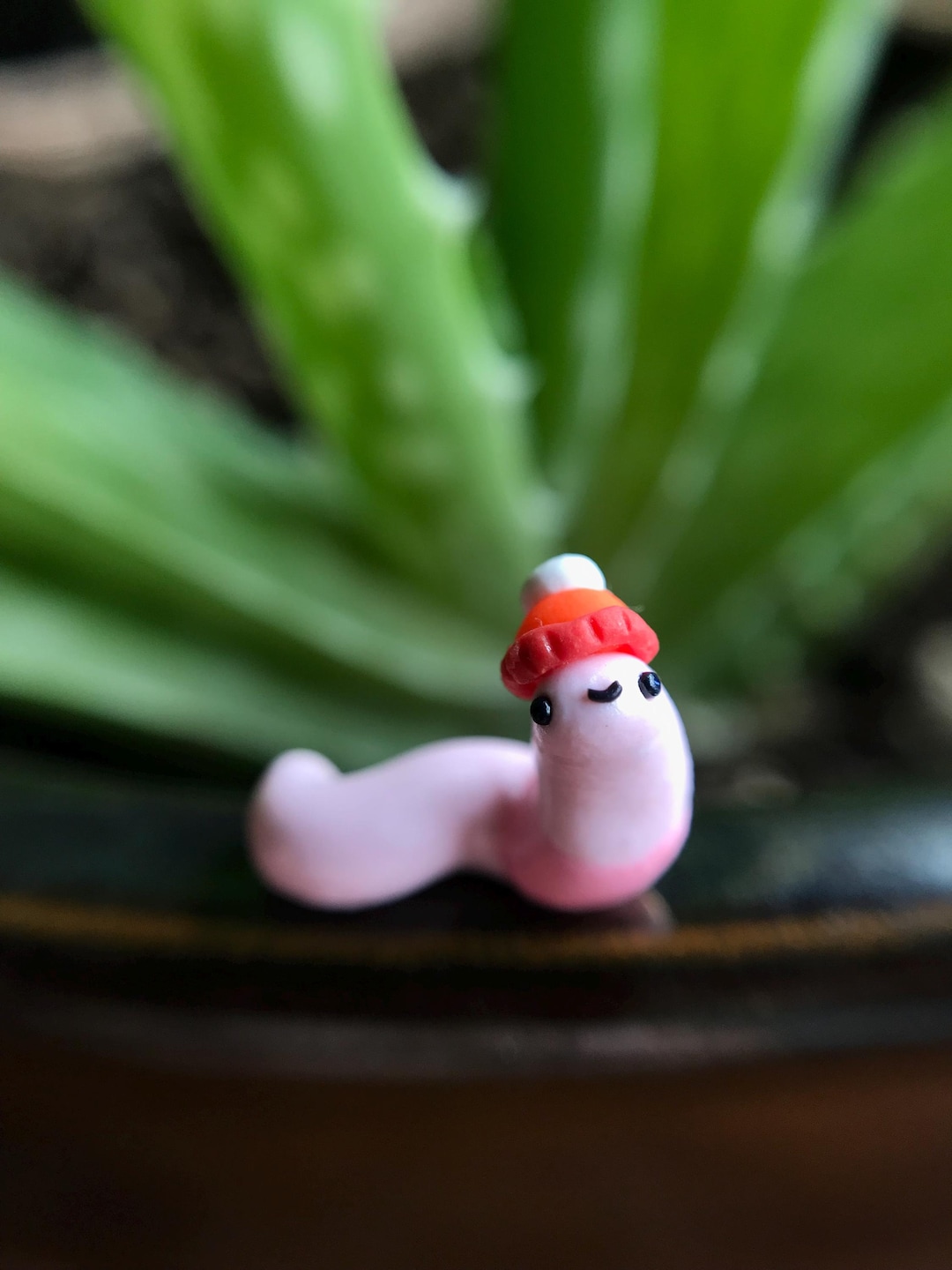 Silly Worm in a Cozy Hat Miniature Sculpture - Etsy