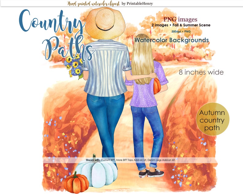 Country Path Landscape Background Clipart Hand-painted | Etsy