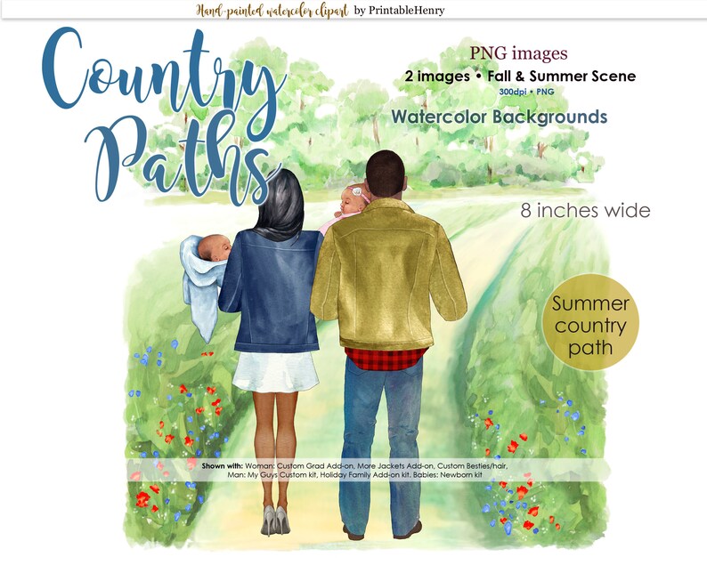 Country Path Landscape Background Clipart Hand-painted | Etsy