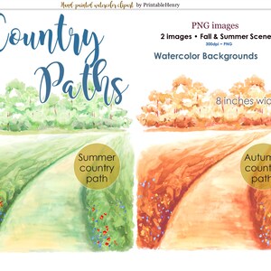 Country Path Landscape Background Clipart Hand-painted Watercolor Png ...
