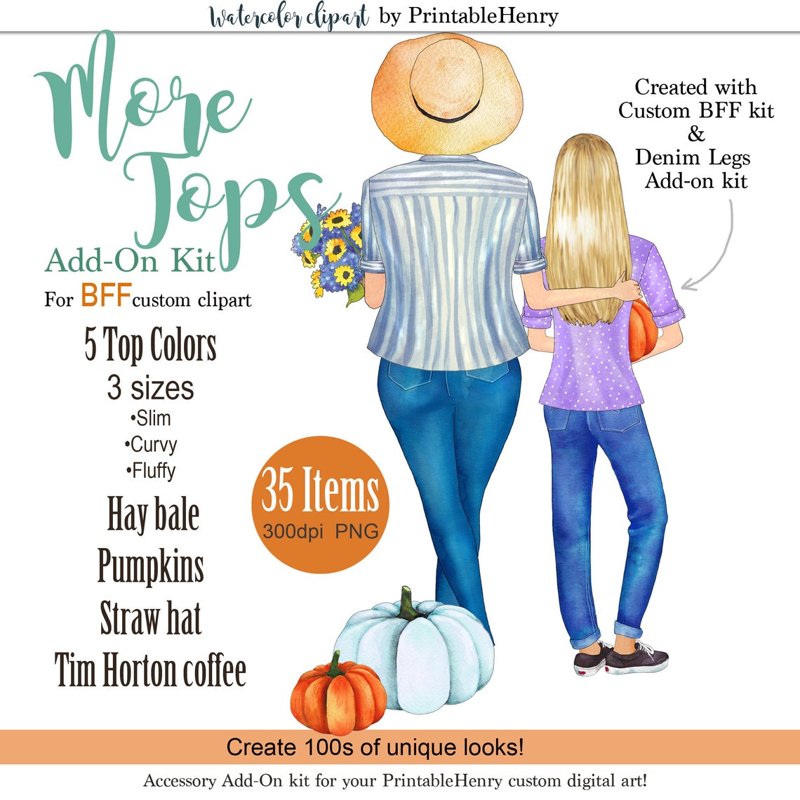 Fall Fashion Clipart Tops Best Friends Custom Clipart Add-on | Etsy