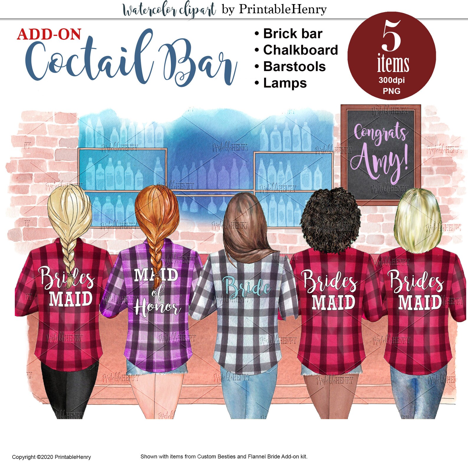 Cocktail Bar Clipart Background Custom Watercolor Backdrop Bar | Etsy