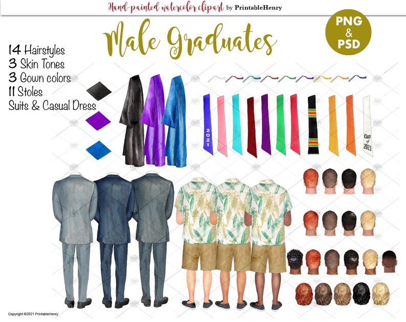 Male Grad Custom Clipart With COMMERCIAL LICENSE Graduation - Etsy