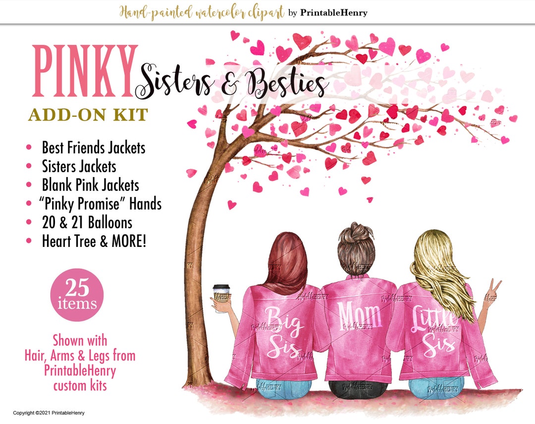 Pink Best Friend, Sister Jackets Png Add-on Character Creator With ...