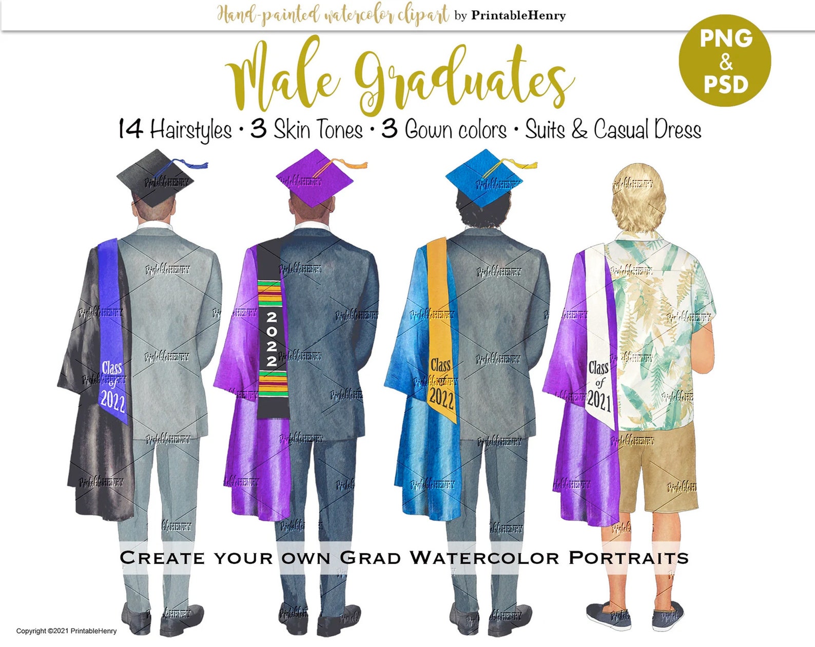 Male Grad Custom Clipart With COMMERCIAL LICENSE Graduation - Etsy