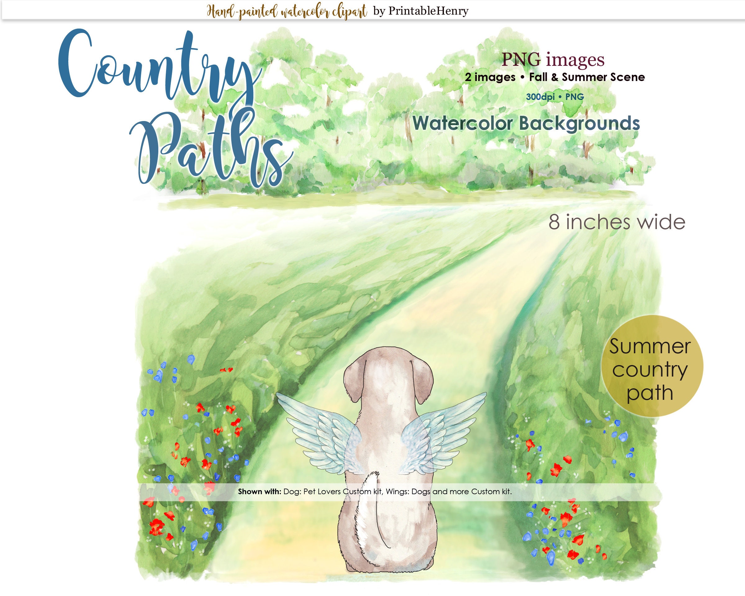 Country Path Landscape Background Clipart Hand-painted | Etsy