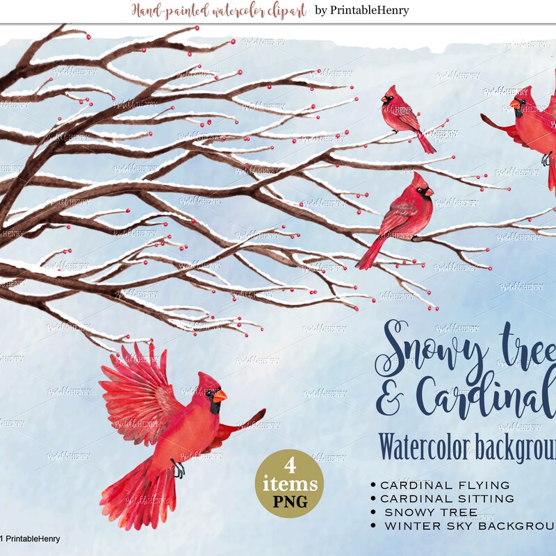 Red Birds in Tree - Etsy