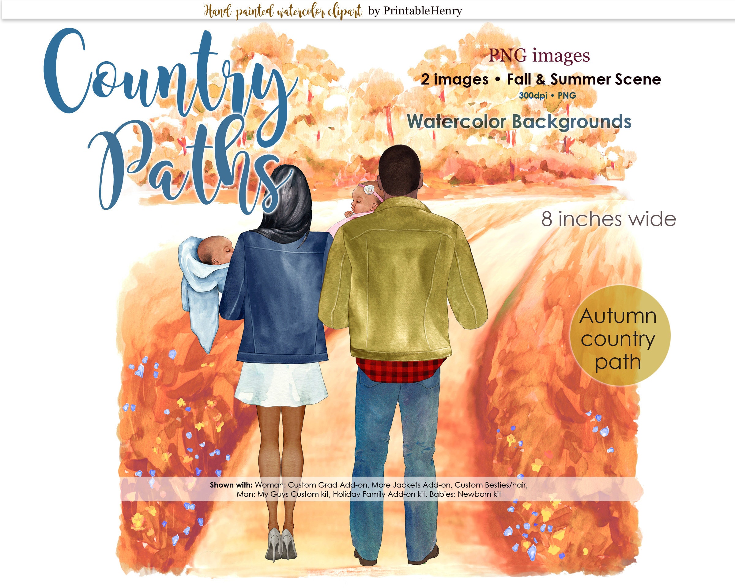 Country Path Landscape Background Clipart Hand-painted | Etsy