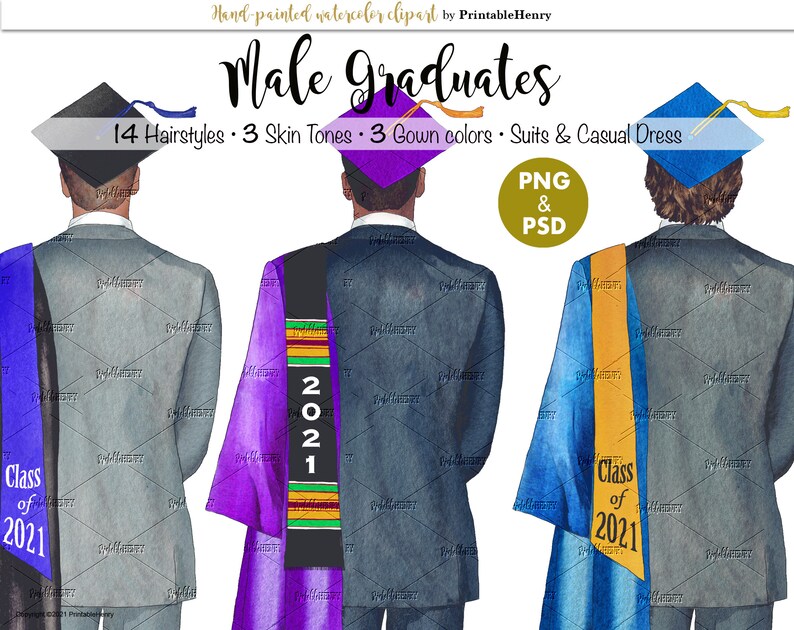 Male Grad Custom Clipart With COMMERCIAL LICENSE Graduation - Etsy