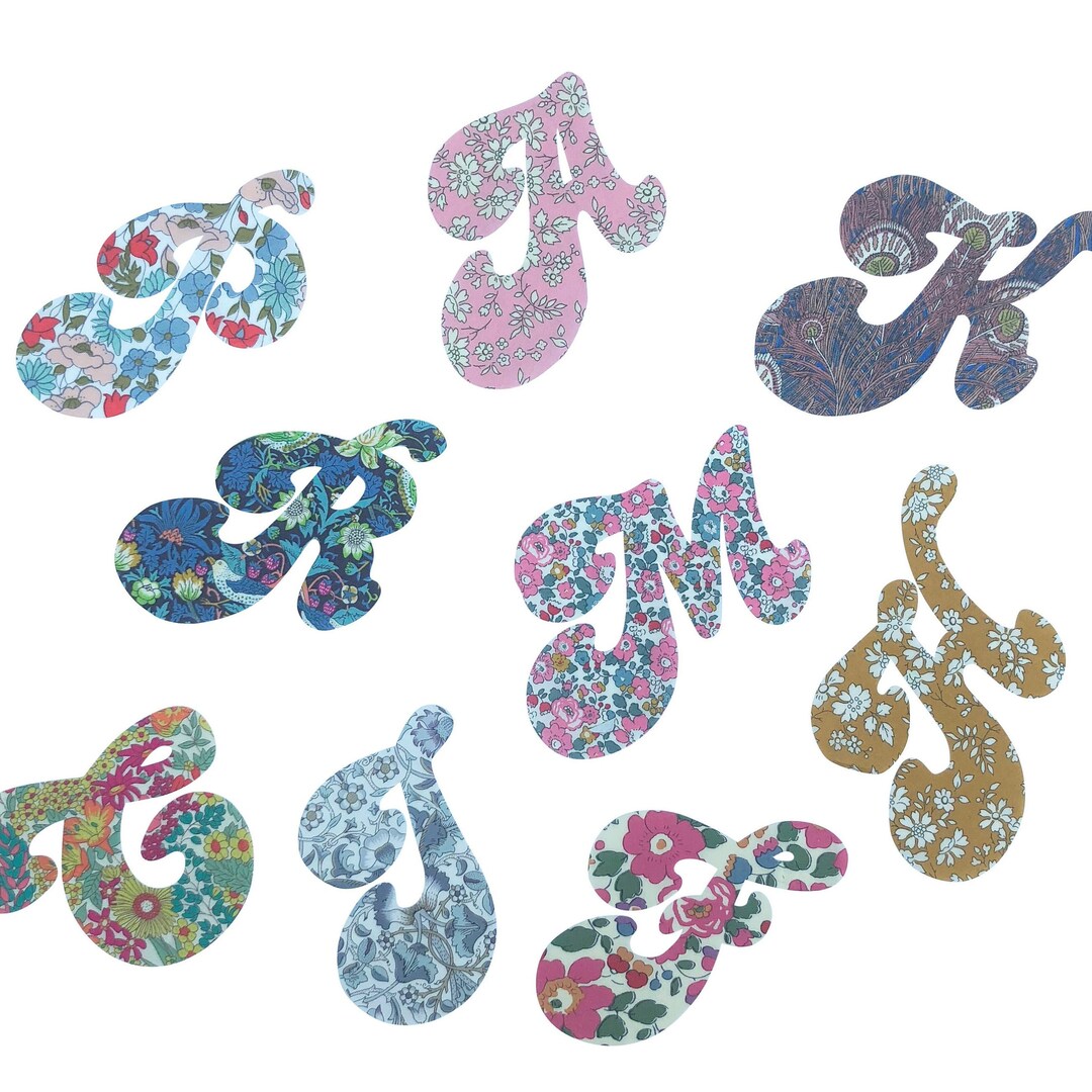 Liberty Print Applique 9cm Retro Style Iron on Letters Applique Letters ...