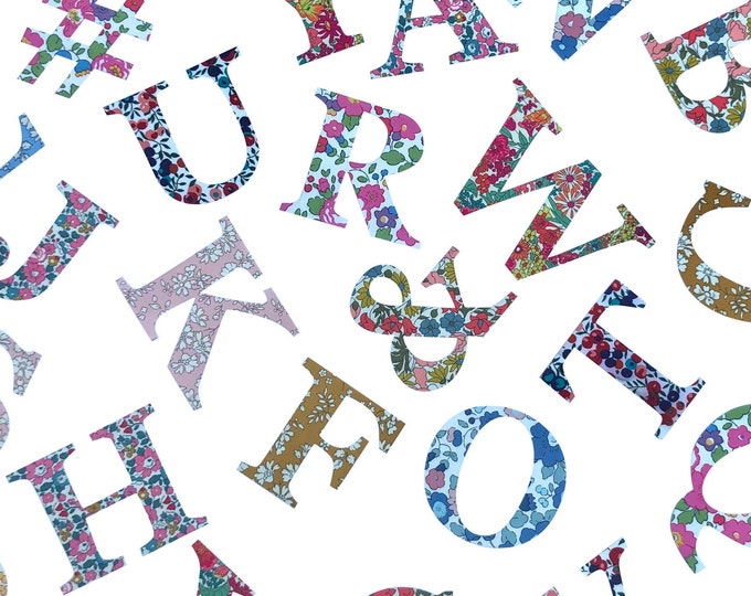Liberty Print 7.5cm Tall Applique Iron on Letters/ Letter Patches ...