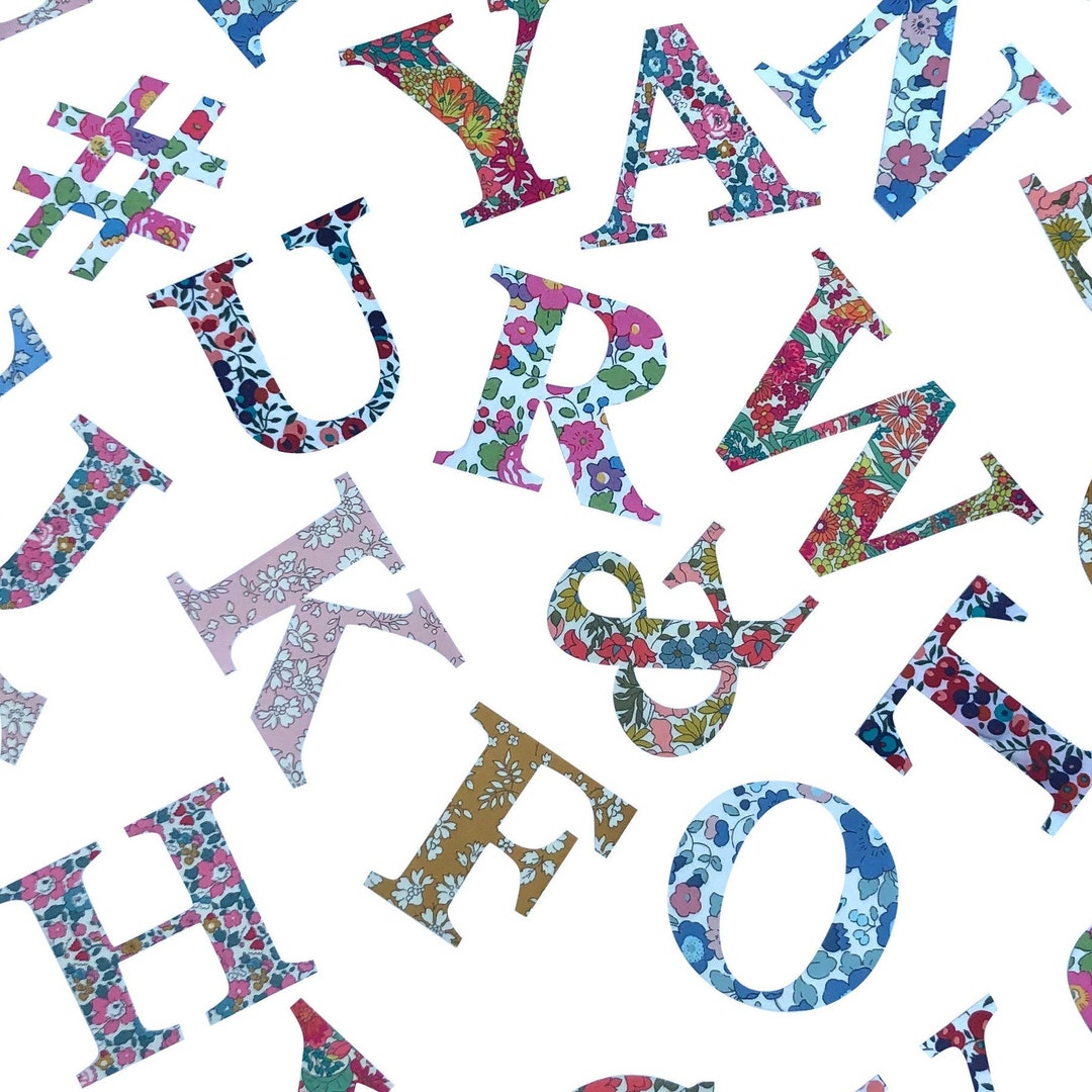 Liberty Print Applique 5cm Iron on Capital Letters Applique Letters for ...