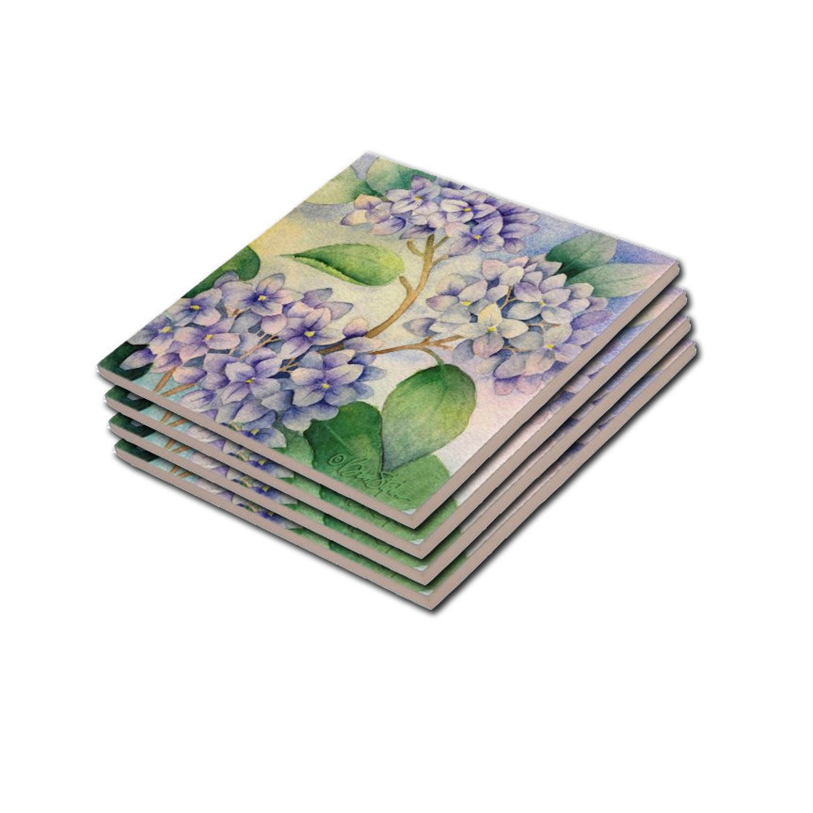 Art Ceramic Tile, Coaster, Hydrangea, Painting, Ceramic Flower Art ...