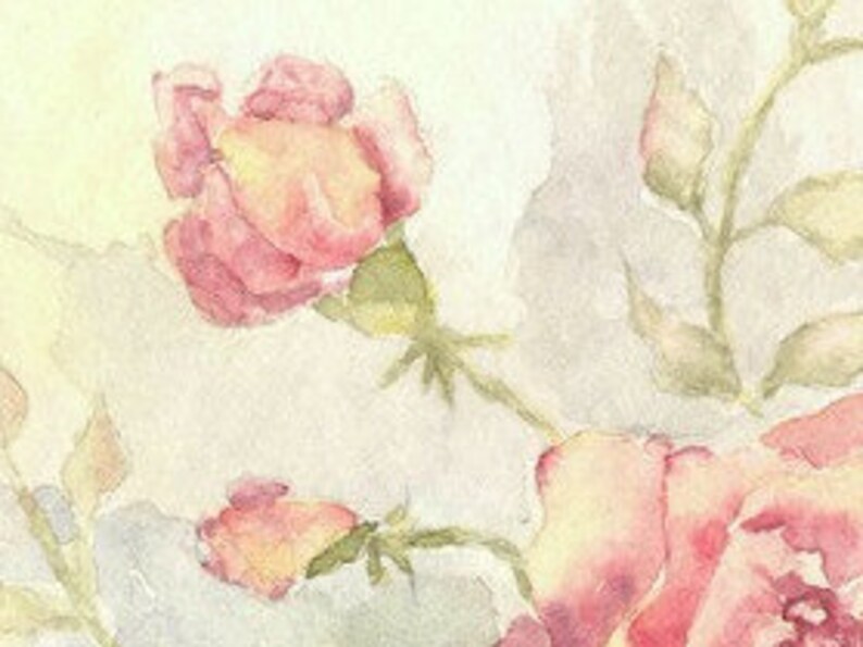 Pink Roses Painting. Watercolor Print Matted Art Print in | Etsy Pink Roses Painting. Watercolor Print Matted Art Print in | Etsy