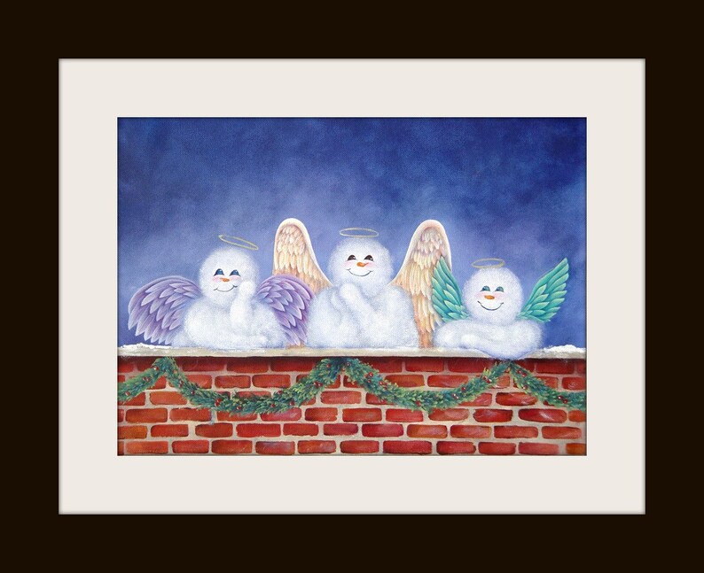 Snow Angels Painting, Raphael Snowman Cherubs, Snowman Art Print - Etsy