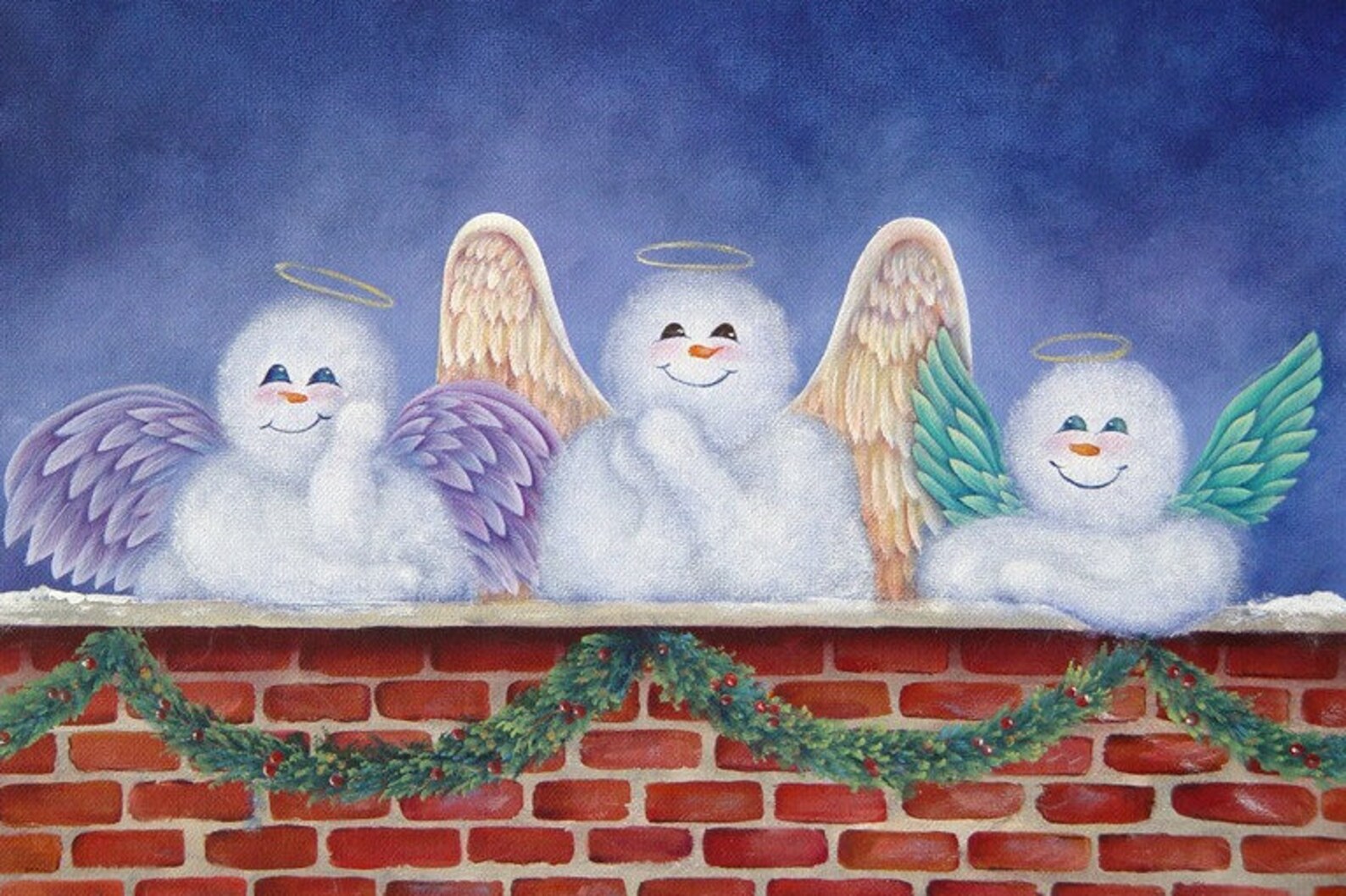 Snow Angels Painting, Raphael Snowman Cherubs, Snowman Art Print - Etsy