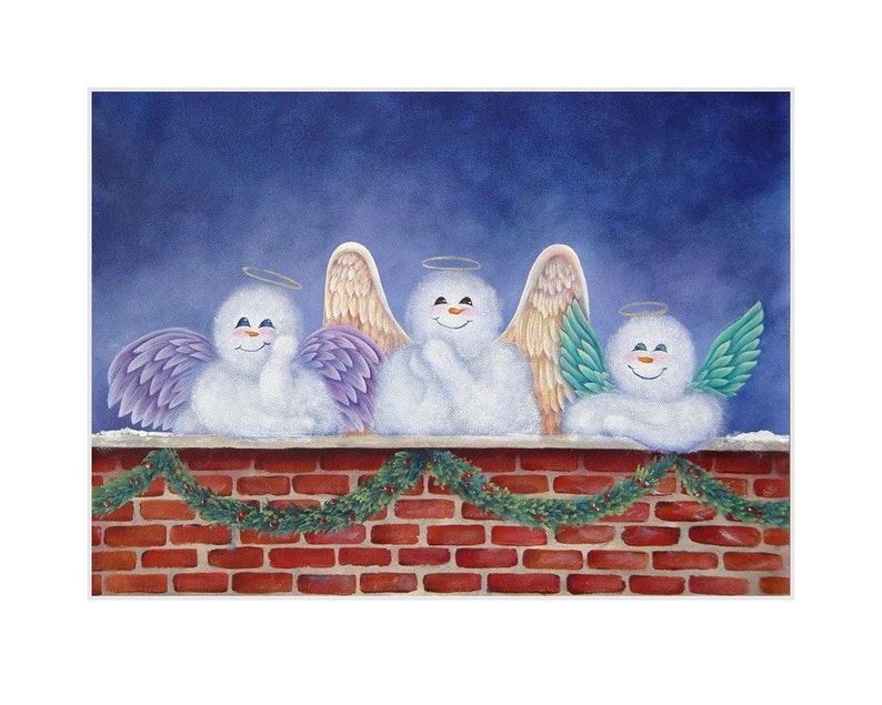 Snow Angels Painting, Raphael Snowman Cherubs, Snowman Art Print - Etsy