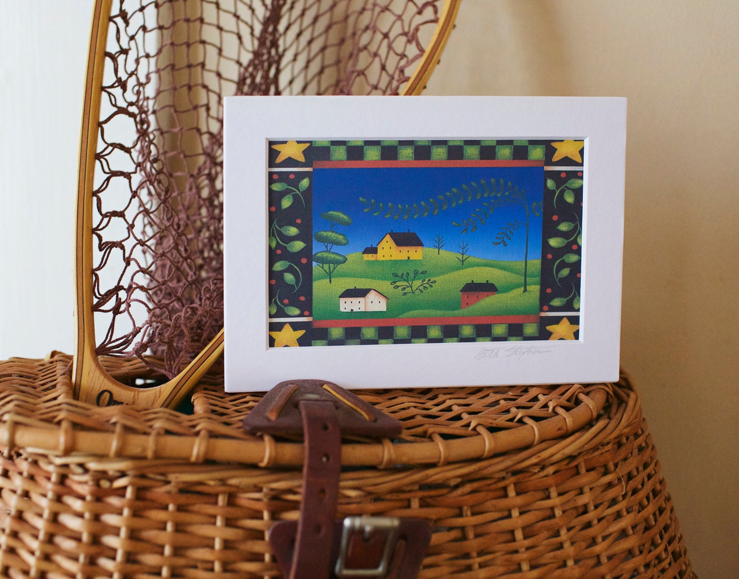 Folk Art Painting Primitive Art Print Primitive Houses With - Etsy