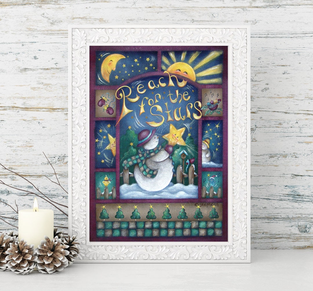 Snowman Painting, Snowman With Star, Reach for the Stars, Snowman ...