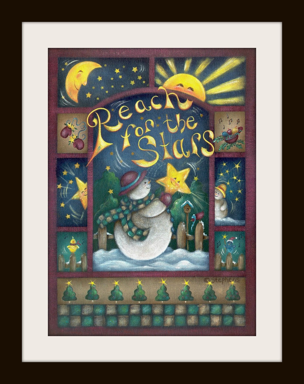 Snowman Painting Snowman With Star Reach for the Stars - Etsy