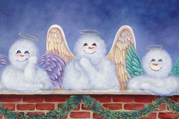 Snow Angels Painting, Raphael Snowman Cherubs, Snowman Art Print - Etsy