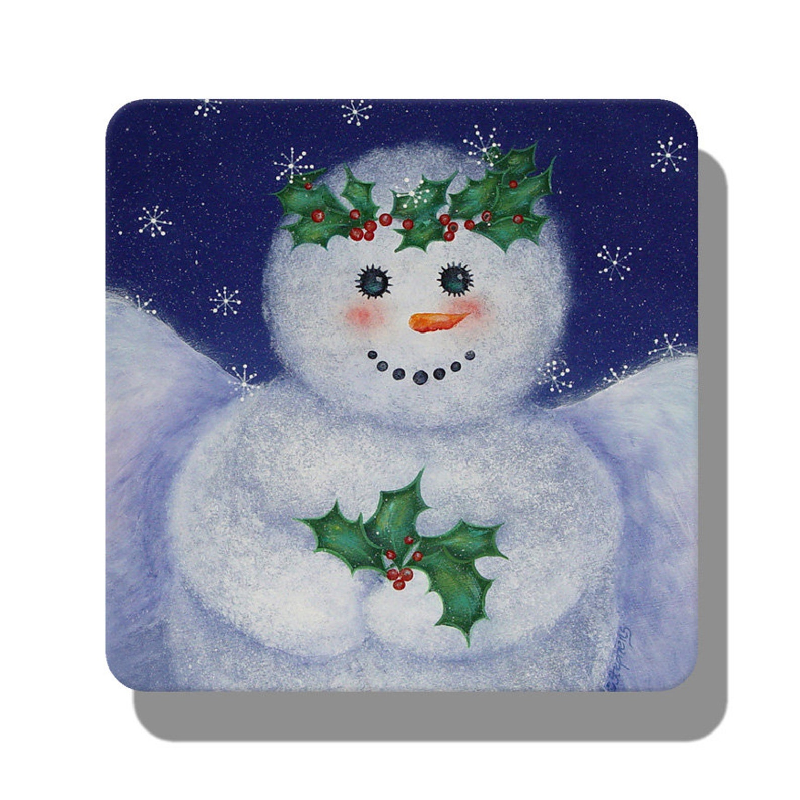 Snowman Art Pin, Guardian Angel Metal Art Pin Brooch, Approx 1" Square ...