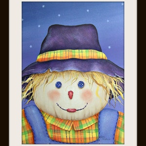 Scarecrow Painting, Halloween Painting, Scarecrow Acrylic on Canvas Art ...