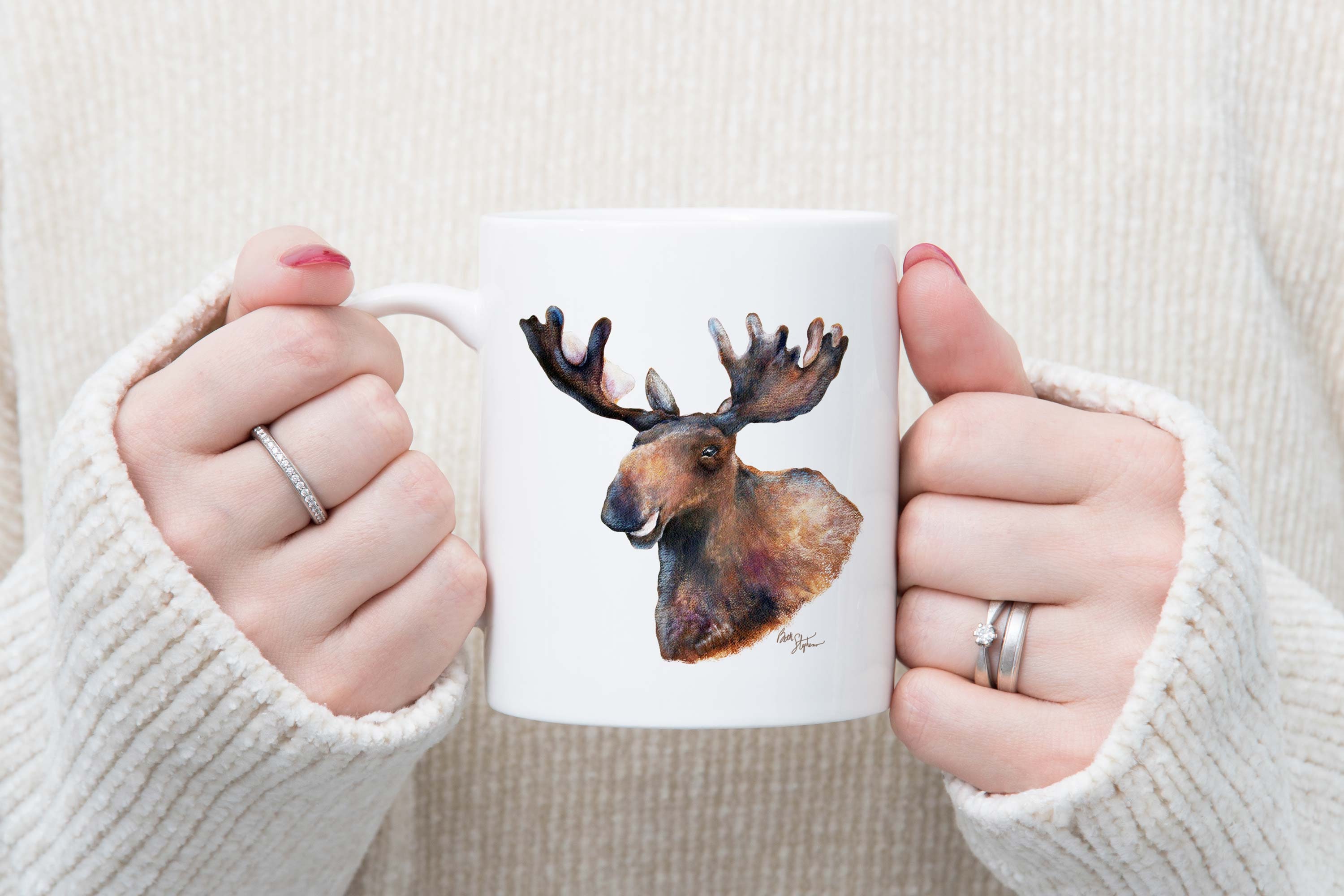 Moose Mug Coffee Mug Smiling Moose Coffee Mug Art Print - Etsy