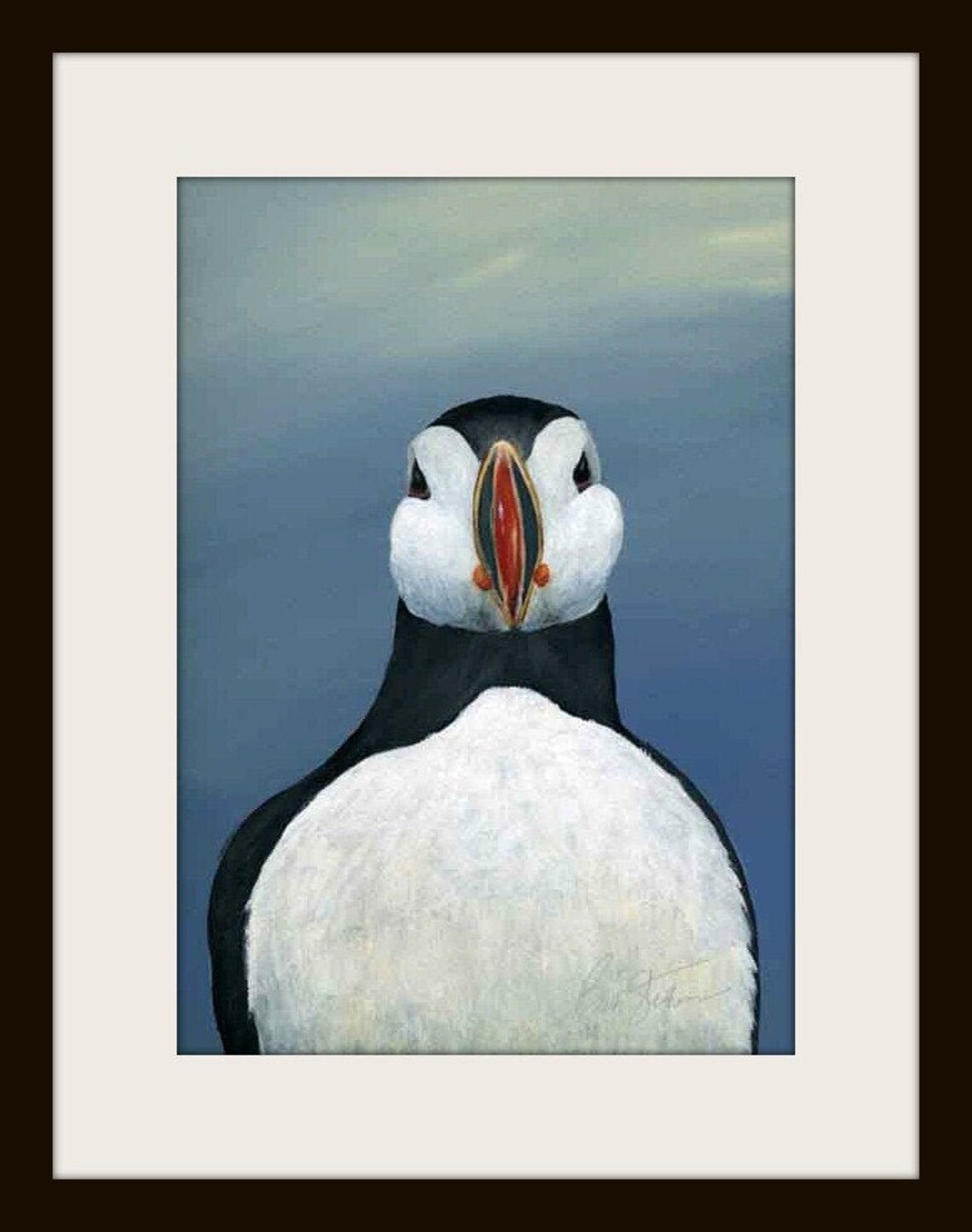 Cute Puffin Painting, Puffin Portrait Wall Décor, Nautical and Coastal ...