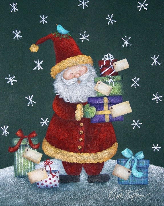 Personalized Christmas Gift, Santa Print, Christmas Art, Santa Claus ...