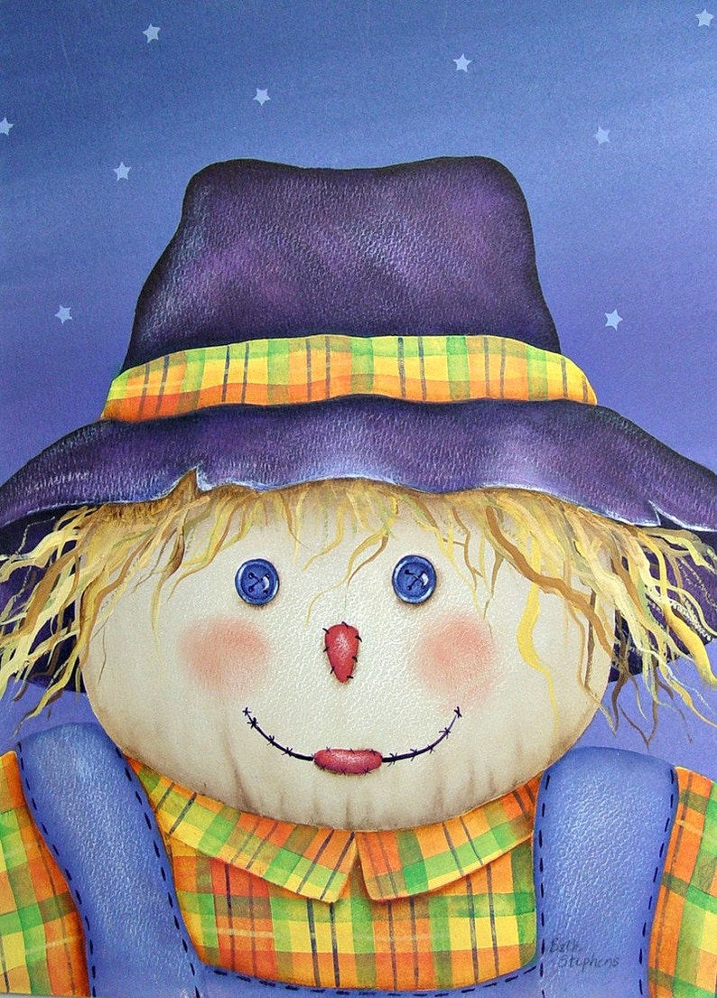 Scarecrow Painting Halloween Painting Scarecrow Acrylic on - Etsy