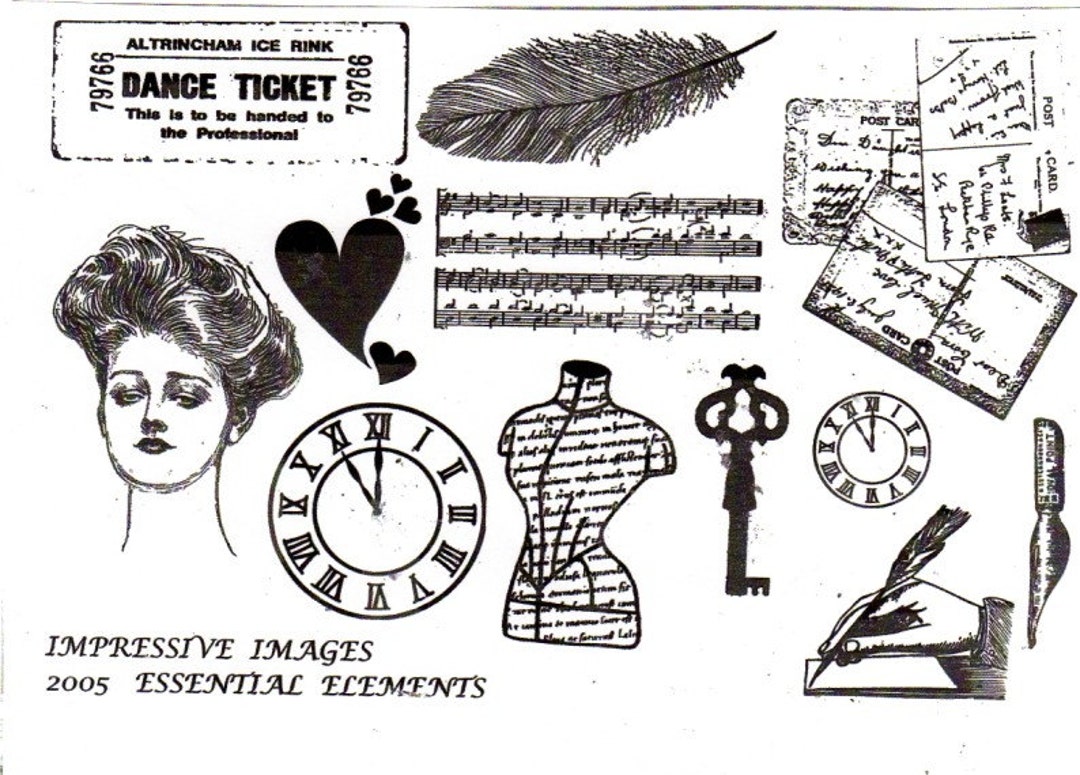 Rubber Stamp essential Elements A5 Sheet of Unmounted Stamp Collage ...