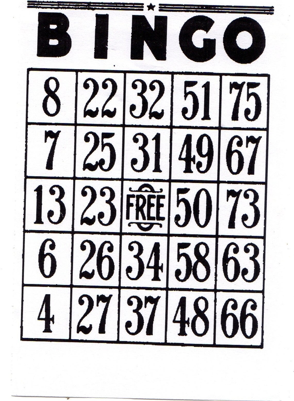 Rubber Stamp - Bingo Card - Large Size Unmounted Unmounted, Non ...