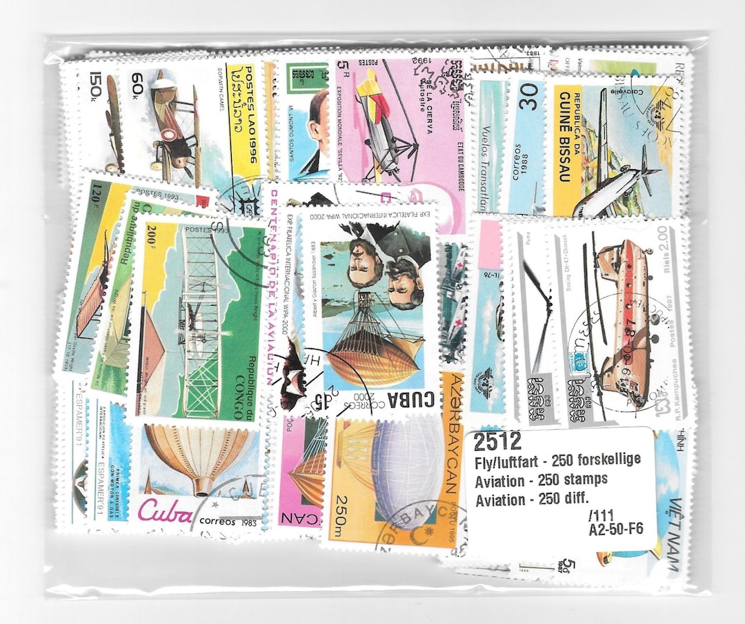 Thematic Postage Stamp Collection -aviation 250 Different off Paper ...