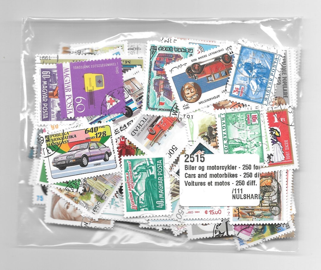 Thematic Pack of Postage Stamps 250 Different Cars & - Etsy