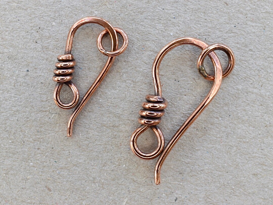Oxidised Copper Clasp Handmade Artisan Hook and Eye Coiled - Etsy UK